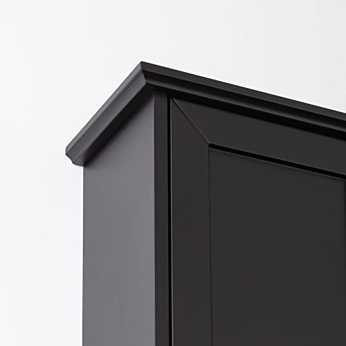 OONNEE Bathroom Wall Cabinet Black Wall Mounted Wood Medicine Cabinet, Over Toilet Storage Bathroom Cabinet with 2 Doors & Adjustable Shelf, Soft Hinge Wall Hanging Cabinet for Bathroom Laundry Room