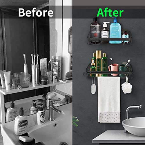 Detoypapa Shower Caddy,2 Pack Bathroom Shower Organizer with Soap Holder Drill-Free Adhesive Shower Shelves for Bathroom Shower Storage