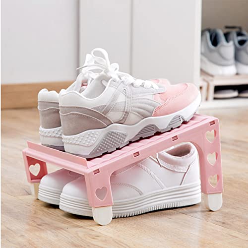 STOBAZA Heel Shoes Double-Layer Slots Bracket Home Footwear Adjustable Space Household Holder Stand Entryway Plastic Liftable Simple Kids Organizing Storage Sneakers Organizer High Saving
