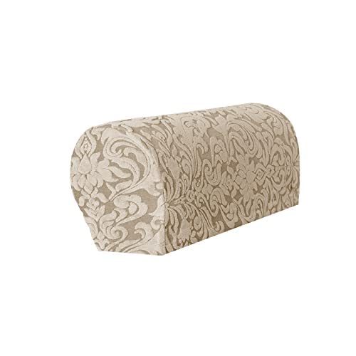 SXNING Jacquard Armrest Covers Stretch Chair Sofa Arm Protectors Removable Sofa Arm Rest Cover Detachable Sofa Cover Protector 2pcs/Set (Khaki), Length:45.7-53.3cm/18-21 inches