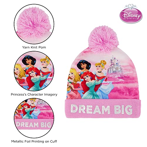 Disney Girls Princess Hat And Kids Gloves Set For Ages 4-7, Pink