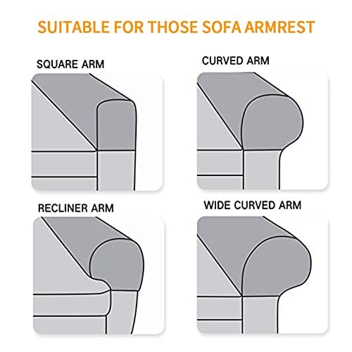 SXNING Jacquard Armrest Covers Stretch Chair Sofa Arm Protectors Removable Sofa Arm Rest Cover Detachable Sofa Cover Protector 2pcs/Set (Khaki), Length:45.7-53.3cm/18-21 inches