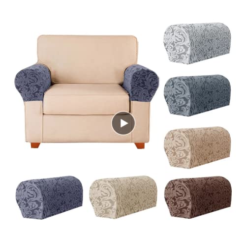 SXNING Jacquard Armrest Covers Stretch Chair Sofa Arm Protectors Removable Sofa Arm Rest Cover Detachable Sofa Cover Protector 2pcs/Set (Khaki), Length:45.7-53.3cm/18-21 inches
