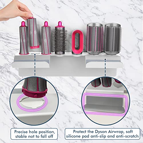 JiRiCHMi Storage Stand Holder for Dyson Airwrap, Metal Wall Mount Stand for 8-Hole Airwrap Styler and Accessories, for Home Bedroom Bathroom, Silver (Stand Only)