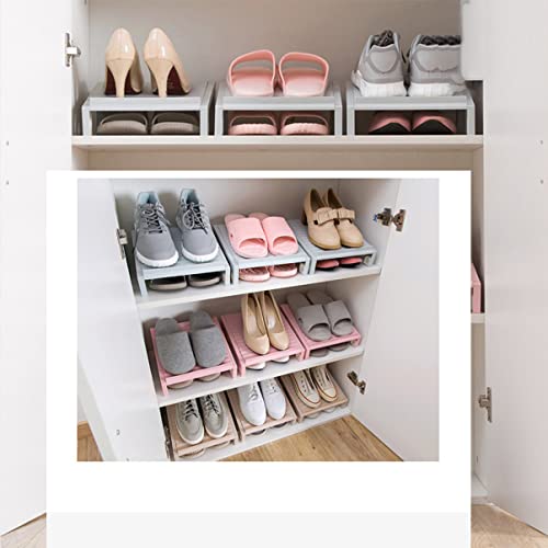 Alipis Sandals Kids Shop Shoes Double-Layer Sneakers Organizer High for Low Bracket Liftable Plastic Footwear Saving Pink+Blue+Beige Rack Shoe Simple Space-Saving Heel Organizing