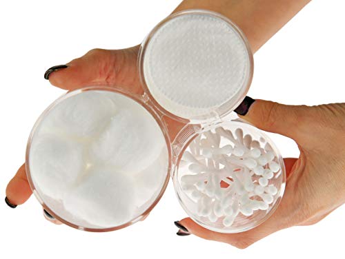 ARAD Cotton Ball, Swab, Q-tip Storage Set, 1-Piece, 3 Compartment, Clear Acrylic Jar Container with Bamboo Lid, Easy Organization on Bathroom Counters, Under-Sink Placement-6"D x 4.5" H
