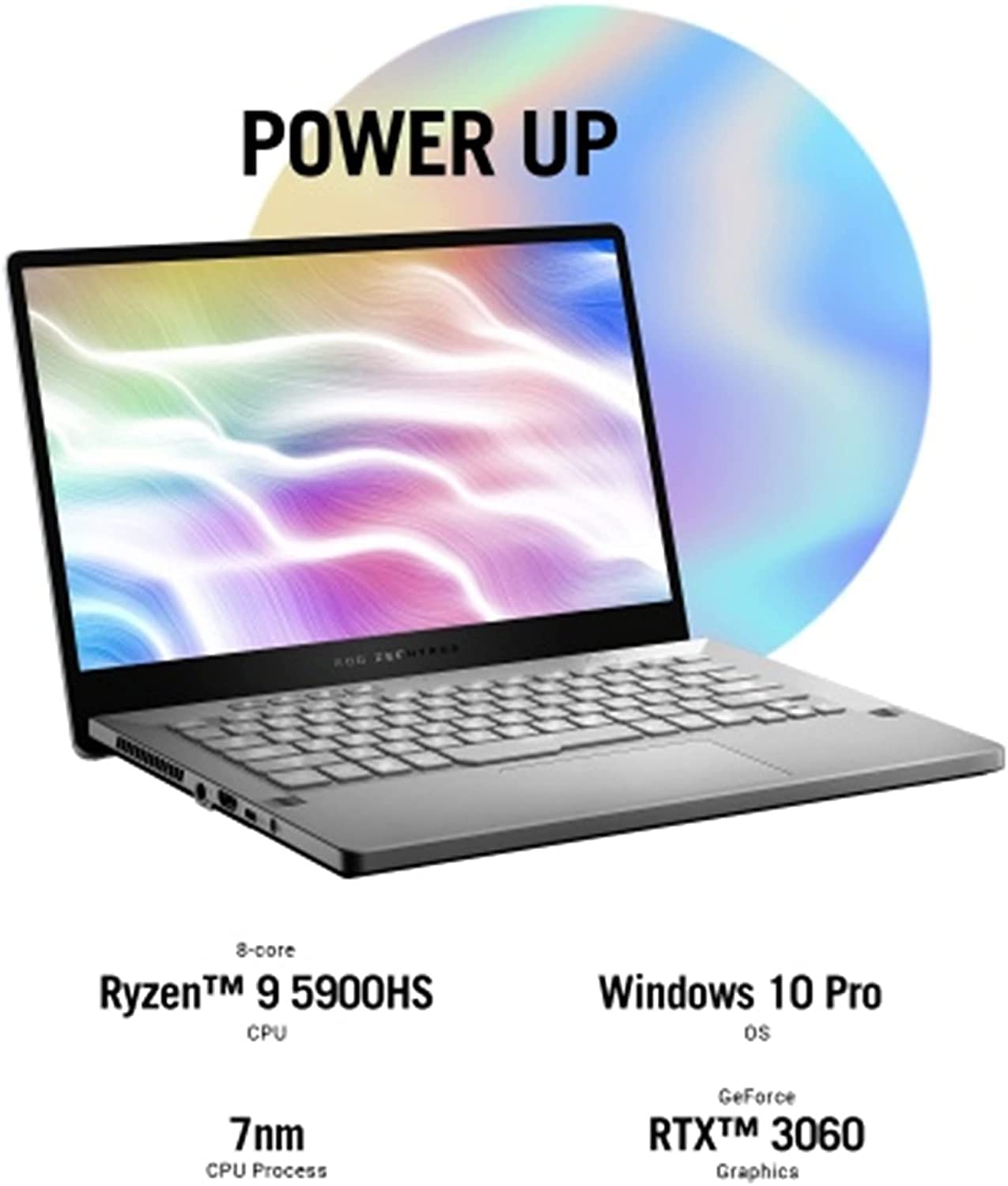 Asus ROG Zephyrus G14 Ultra Slim Gaming Laptop, 14'' 120Hz QHD Display(2560x1440) ,AMD Ryzen 9 5900HS ,NVIDIA GeForce RTX 3060,24GB RAM, 1TB PCIe SSD, Fingerprint Reader, Windows 10, Moonlight White