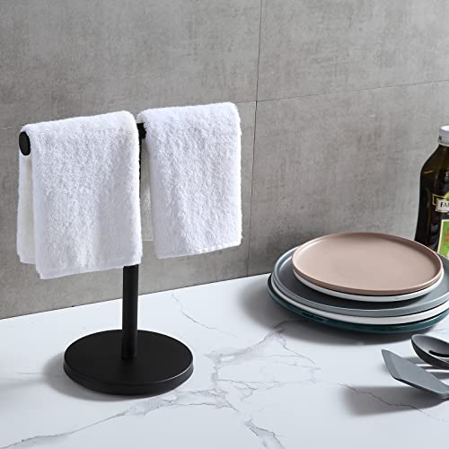 Orlif Towel Rack T-Shape Hand Towel Holder Stand Total Height 13" SUS304 Stainless Steel Towel Bar for Bathroom,Kitchen or Vanity Countertop(Black)