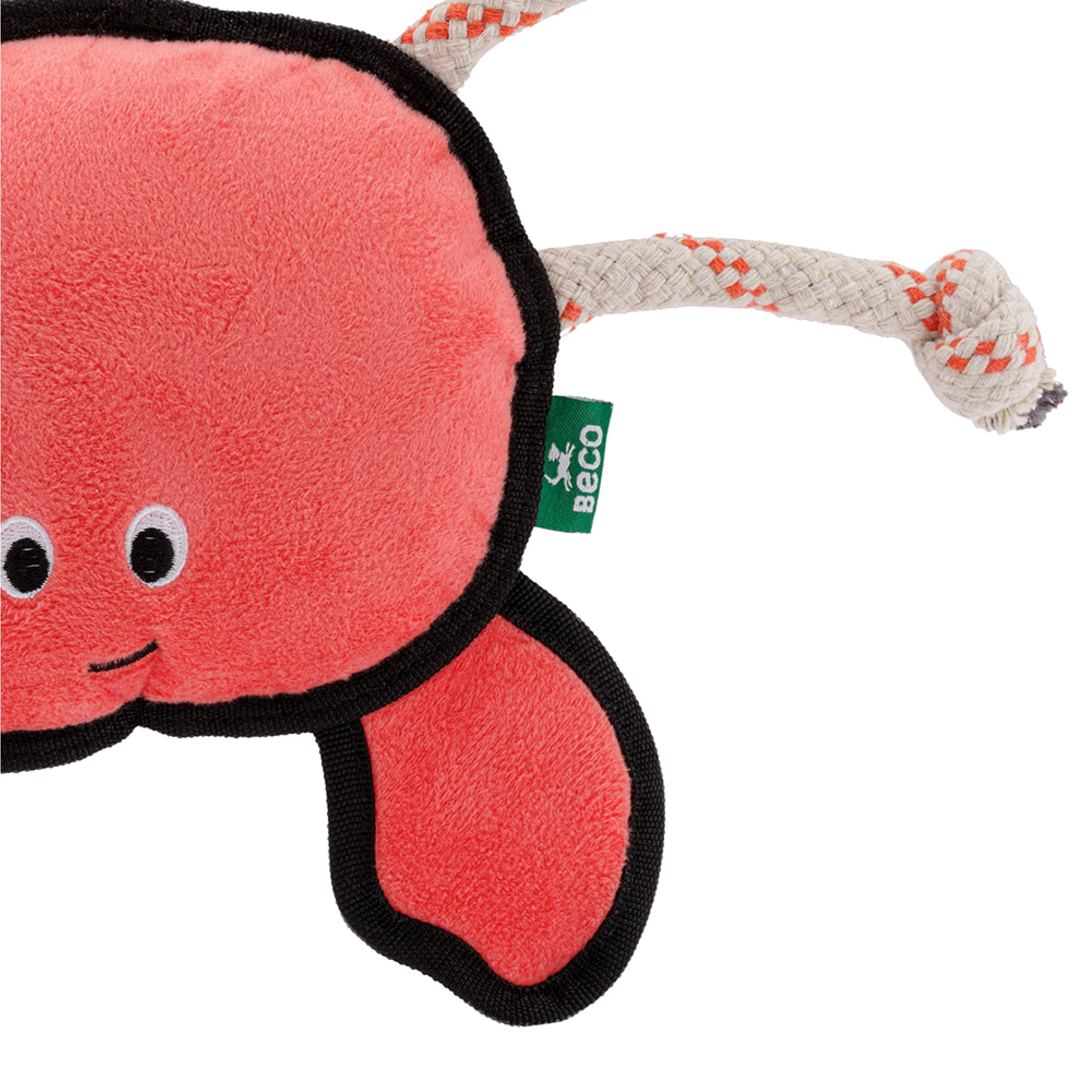 Beco Orange Crab Large Dog Toy, Chew, Fetch, Pull & Squeak Toy, Dual Materials for Long Lasting Play, Double Stitched for Durability, Made with Recycled Materials