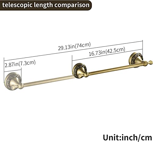 Leyden Antique Towel Bar,Adjustable Towel Holder Rod Brass Bathroom Accessories Expandable 15.2 to 27.8 Inch Vintage Wall Mount