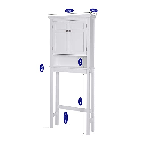 Spirich Home Bathroom Shelf Over-The-Toilet, Bathroom SpaceSaver, Bathroom Bathroom Storage Cabinet Organizer, White with Drawer