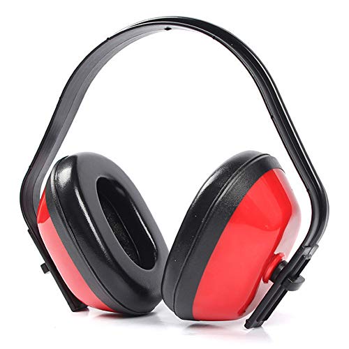 Ear Muff for Indoor Outdoor,Foldable Noise Reduction Ear Defender for Hearing Protection,Adjustable NRR 26dB(Red+Black)