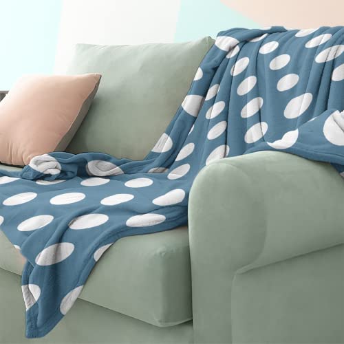 Porter ST. Sofa Couch 50" x 60" Decorative Polka Dots Blue Arctic Fleece Throw Blanket