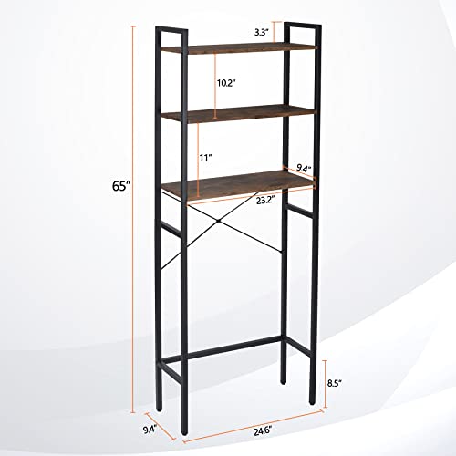 SUPER DEAL Over The Toilet Storage Shelf, 3-Tier Bathroom OrganizerĀ Space Saver Rack Wood Shelf, Rustic Brown