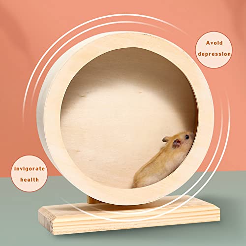 antiai Hamster Wooden Silent Wheel, Small Animal Exercise Wheel Accessories, Quiet Spinner Hamster Running Wheels Prevent Depression Toys for Hamsters, Gerbils, Mice and Other Small Pets (S)