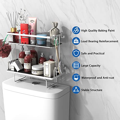 Misounda Over The Toilet Storage,Toilet Rack,Toilet Storage Rack, 2-Tier Bathroom Organizer Shelves with Divider,No Drilling Space Saver with Wall Mounting Design,White