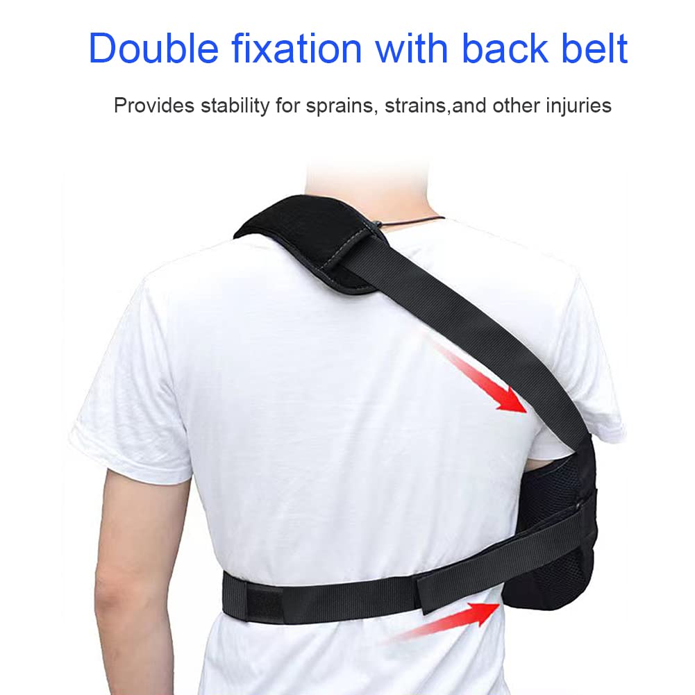 TODDOBRA Arm Sling Shoulder immobilizer for Shoulder Injury with Back Belt Men & Women Shoulder Immobilizer Left and Right Arm Lightweight Rotator Cuff Arm Support for Elbow Wrist Injury -(Size L)