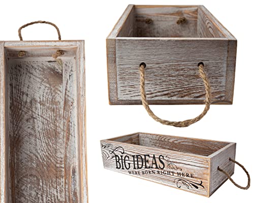 Bathroom Decor Box, 2 Sides with Funny Sayings -Perfect for Farmhouse Bathroom Decor, Rustic Bathroom Decor, Funny Toilet Paper Holder - Rustic White