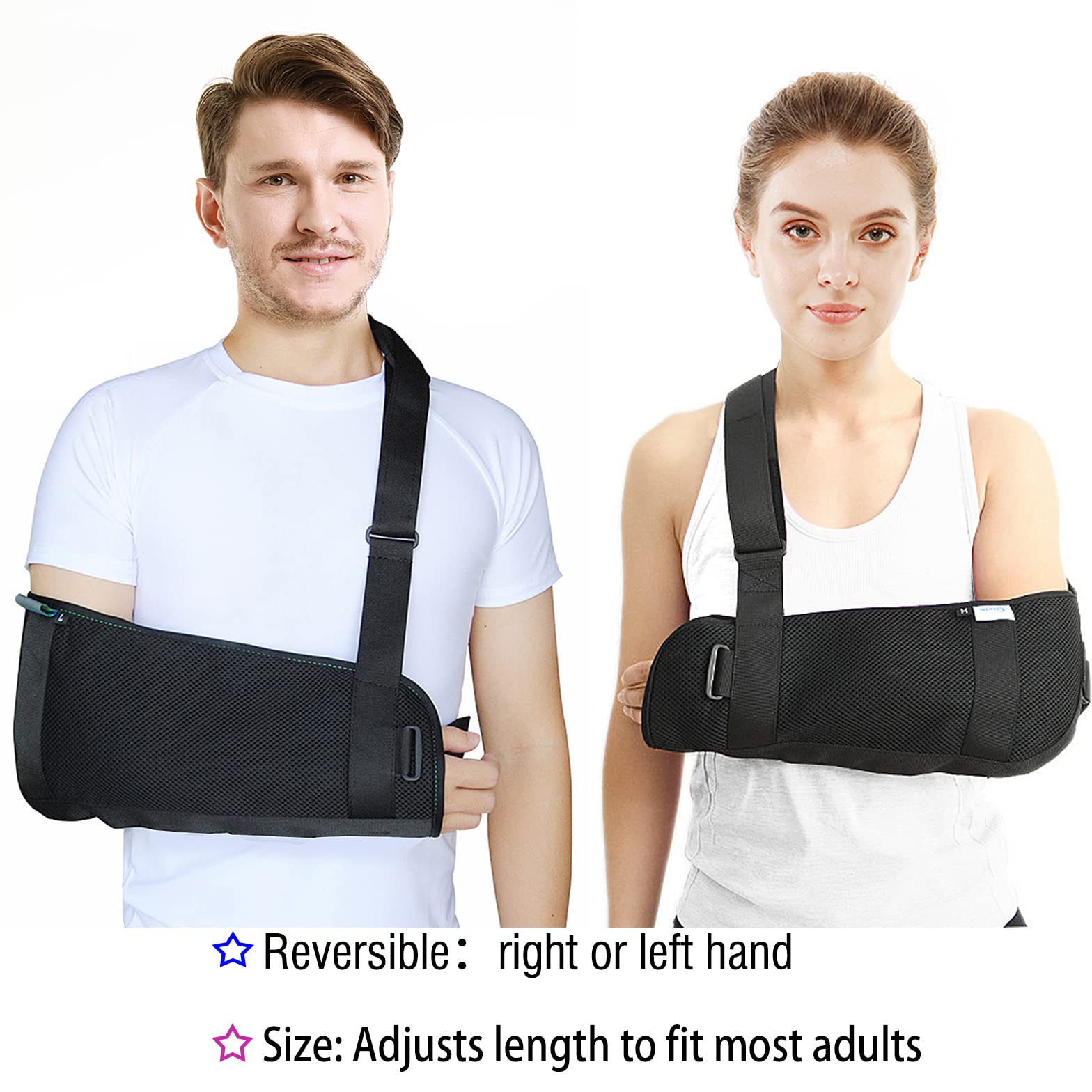 TODDOBRA Arm Sling Shoulder immobilizer for Shoulder Injury with Back Belt Men & Women Shoulder Immobilizer Left and Right Arm Lightweight Rotator Cuff Arm Support for Elbow Wrist Injury -(Size L)