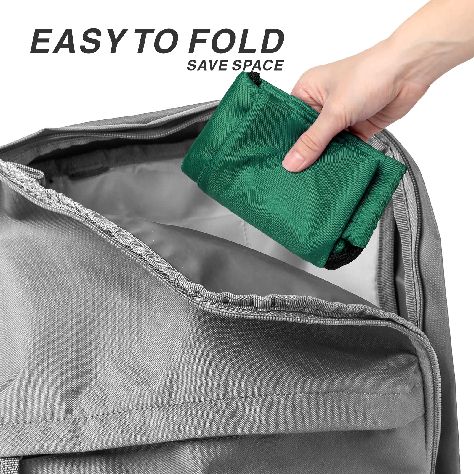 AirBuyW Drawstring Backpack, 210D Nylon Foldable Sports Gym Drawstring Tote Bag pack Sack W Zipper Side Pocket For Men Women Hunter Green