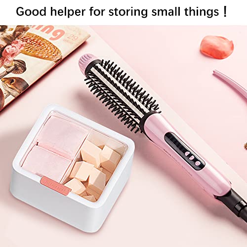 FHDUSRYO 3Pcs Q-tips Holders, White Pink Blue Cotton Swab Ball Dispenser Boxes, 2 Slots Q-tips Storage Box, Cotton Pad Organizer Container with Hinged Lid for Bathroom Dresser Home Decor