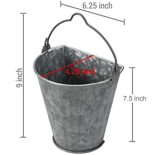 MyGift Wall Mounted Rustic Galvanized Metal Bathroom Toothbrush Holder Toothpaste Holder Bins, Mini Decorative Toiletries and Accessories Storage Buckets, Set of 2