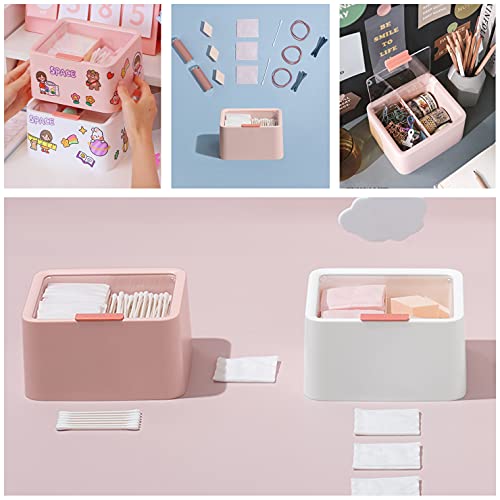 HZLHZYY Plastic Qtip Storage Box 2 Slot Cotton Swab Dispenser Box Qtip Holder Jar Cotton Swab Ball Qtips Storage Container Makeup Sponge Organizer Box with Lid for Bathroom Home Office Storage