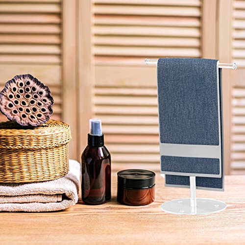 MSUIINT 2 PCS Transparent Towel Rack T-Shape Hand Towel Holder for Bathroom, Solid Acrylic Bath Towel Bar Stand, Headband Holder and Lightweight Bathroom Towel Racks, Counter Organizer
