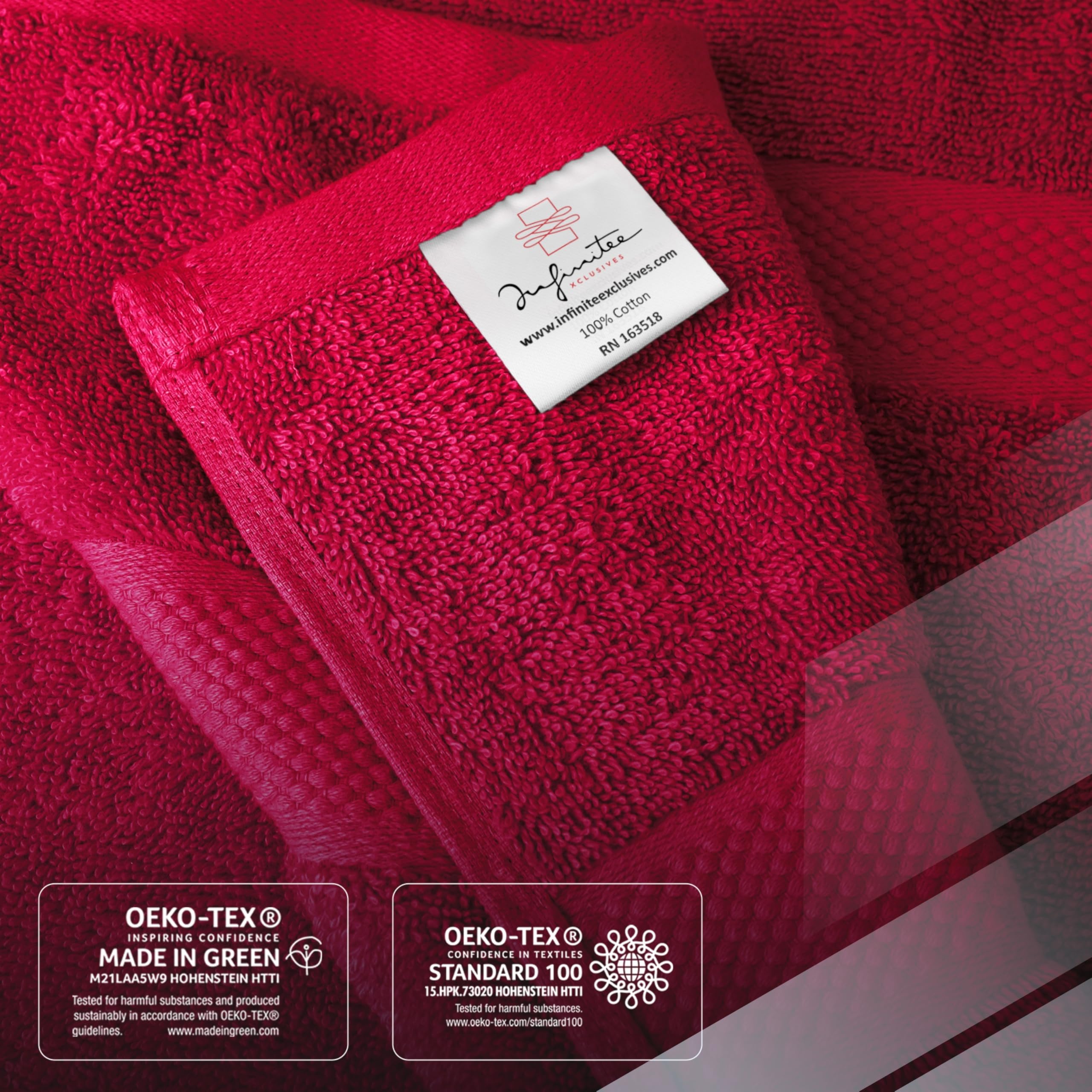 Infinitee Xclusives Luxury 100% Ring-Spun Cotton Bath Towels Set of 4 (27x54 inches) β Soft, Absorbent & Quick-Drying Towels for Bathroom, Gym, Spa & Hotel Use (Intimate Red)