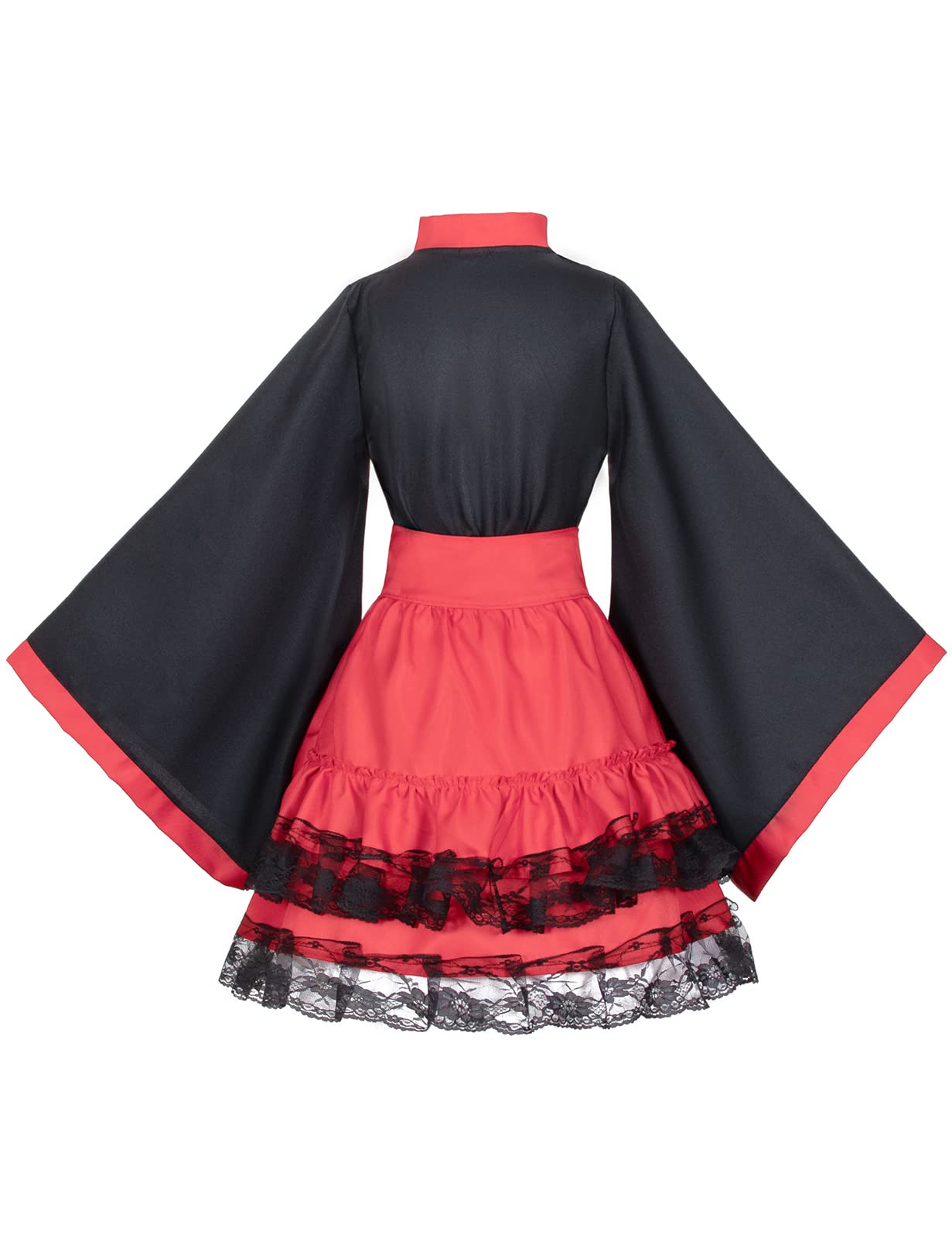 Elibelle Japanese anime red and Black kimono fox cosplay costume Furry Fox Ear with socks L