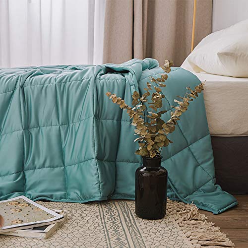 Dornroscn Bamboo Cooling Weighted Blanket 100% Natural Bamboo Viscose | 15lbs-48ββx72ββ-Twin size for Adults and Kids | Cooling Heavy Blanket with Premium Glass Bead for Hot & Cold Sleepers, Sea Grass
