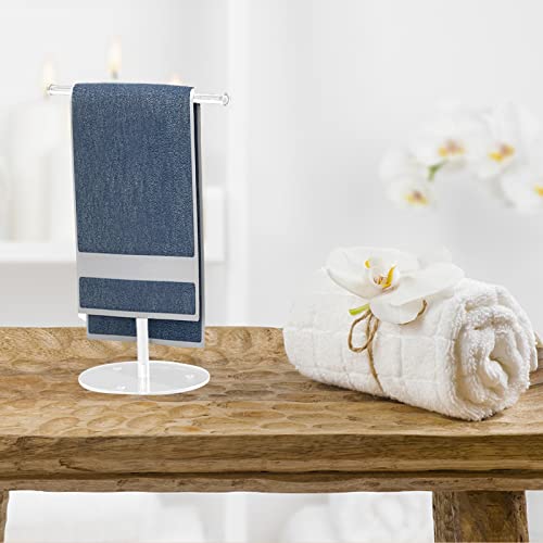 MSUIINT 2 PCS Transparent Towel Rack T-Shape Hand Towel Holder for Bathroom, Solid Acrylic Bath Towel Bar Stand, Headband Holder and Lightweight Bathroom Towel Racks, Counter Organizer