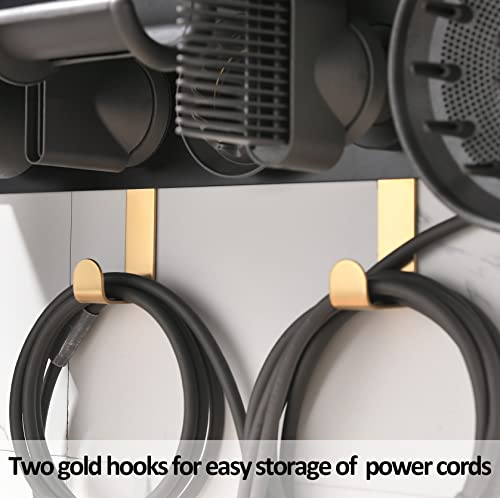 Affogato Wall Mount Holder for Dyson Airwrap Styler Supersonic Hair Dryer, Wall Mounted Organizer for Storage Attachments, Rack with Hooks for Accessories Nozzles Barrels Brushes