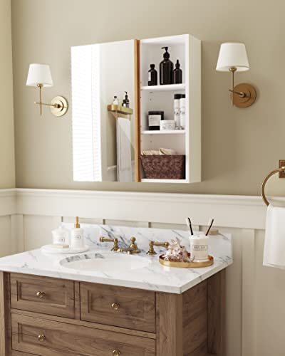 VredHom Bathroom Wall Mirror Cabinet, Medicine Cabinet with Single Door and Adjustable Shelf, Over The Toilet Storage Cabinet,White