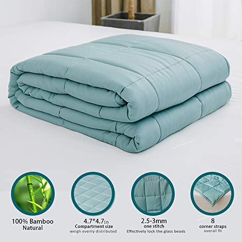 Dornroscn Bamboo Cooling Weighted Blanket 100% Natural Bamboo Viscose | 15lbs-48ββx72ββ-Twin size for Adults and Kids | Cooling Heavy Blanket with Premium Glass Bead for Hot & Cold Sleepers, Sea Grass