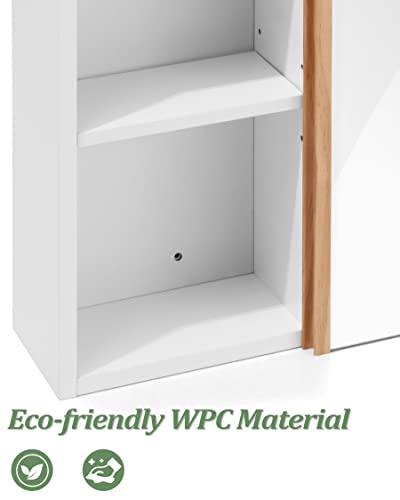 VredHom Bathroom Wall Mirror Cabinet, Medicine Cabinet with Single Door and Adjustable Shelf, Over The Toilet Storage Cabinet,White