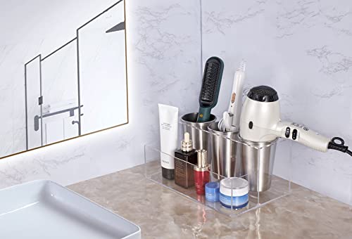 KAITELA Clear Acrylic Hair Tool Organizer, Blow Dryer Hot Tools Holder, Bathroom Vanity Countertop Storage Stand for Makeup, Curling Iron, Flat Iron, Blower
