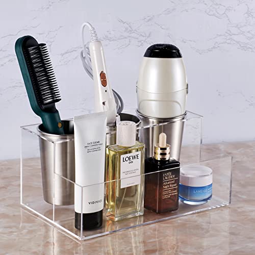 KAITELA Clear Acrylic Hair Tool Organizer, Blow Dryer Hot Tools Holder, Bathroom Vanity Countertop Storage Stand for Makeup, Curling Iron, Flat Iron, Blower