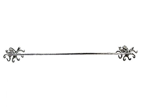 Rustic Silver Cast Iron Octopus Bath Towel Holder 27†- Sea Decor Home – Coasta