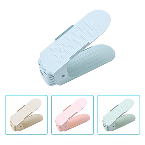 Jeanoko Shoe Stacker, Adjustable Shoe Rack Innovative Double Layer Storage Shoe Holder Space Saving Shoes Bracket Shoe Slots Space Saver for Home Dormitory(Green)