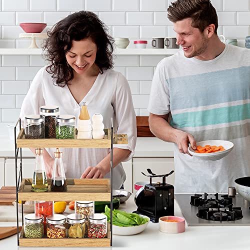Nidouillet 3 Tier Bathroom Counter Organizer, Wood Countertop Organizer Standing Shelf Skincare Vanity Organizer Cosmetic Holder with Sink Tray Comb Storage for Kitchen Coffee Station Bedroom Brown