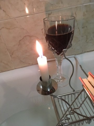 Bathtub Tray Caddy Stainless Steel - Bath Tub Caddy Rack & Organizer with Stand for Book, iPad or Phone - Candle Holder - 2 Wine Holders