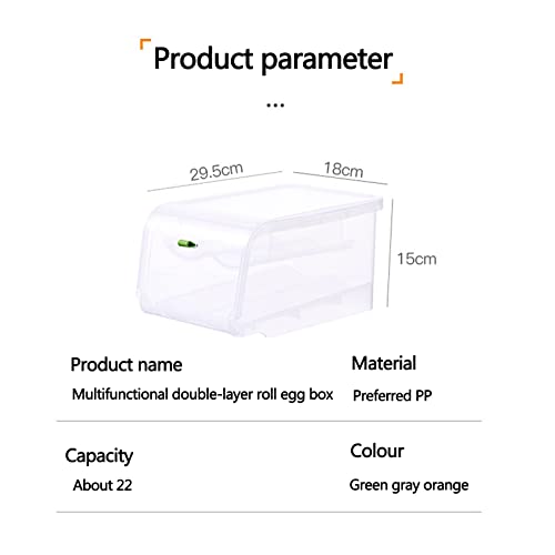 Stackable Large Capacity Egg Drawer Box,Automatic Rolling Egg Storage Rack, Organizer For Fridge Desktop Household Kitchen Farm,Grey