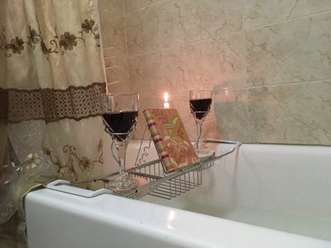 Bathtub Tray Caddy Stainless Steel - Bath Tub Caddy Rack & Organizer with Stand for Book, iPad or Phone - Candle Holder - 2 Wine Holders