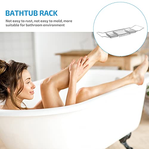 Cabilock Table and Shower Fits Most Extendable Bath Bathtub Tubs European Tray Removable Sundries Golden Phone Accessories Sponge Bathroom Counter Bathing Toys Glass Proof Spa Shelf, with