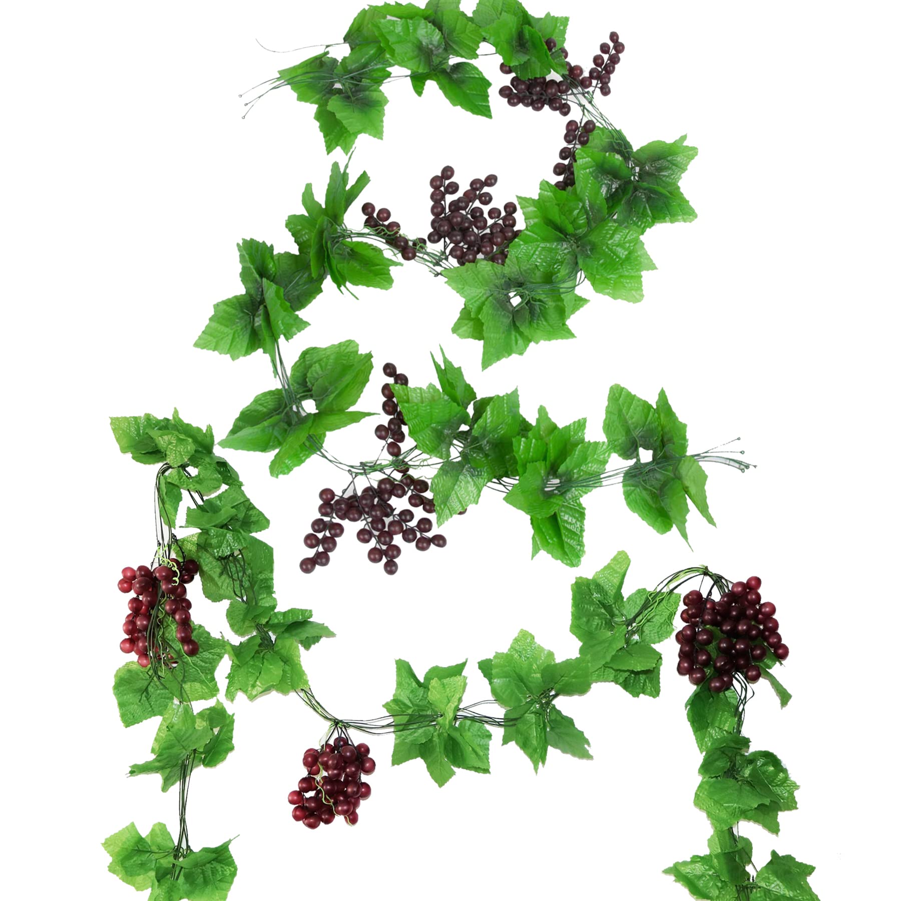 Woohome Artificial Greenery Chain Grapes, 8FT 10 Pack Grapes Vines Leaves Foliage Simulation Fruits for Garden Wedding Garland Home Room Outside Decoration