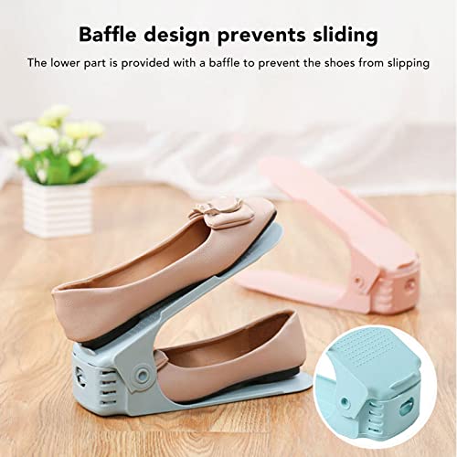 Jeanoko Shoe Stacker, Adjustable Shoe Rack Innovative Double Layer Storage Shoe Holder Space Saving Shoes Bracket Shoe Slots Space Saver for Home Dormitory(Green)