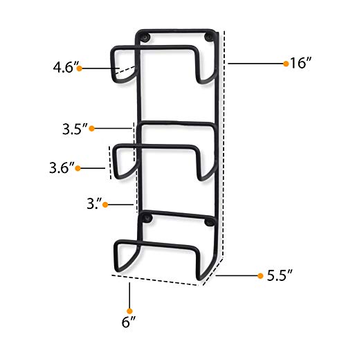 Wallniture Boto Towel Rack for Bathroom Wall Decor, Wrought Iron Organization and Storage Unit, Wall Mount Towel Holder, 3 Sectional, Black