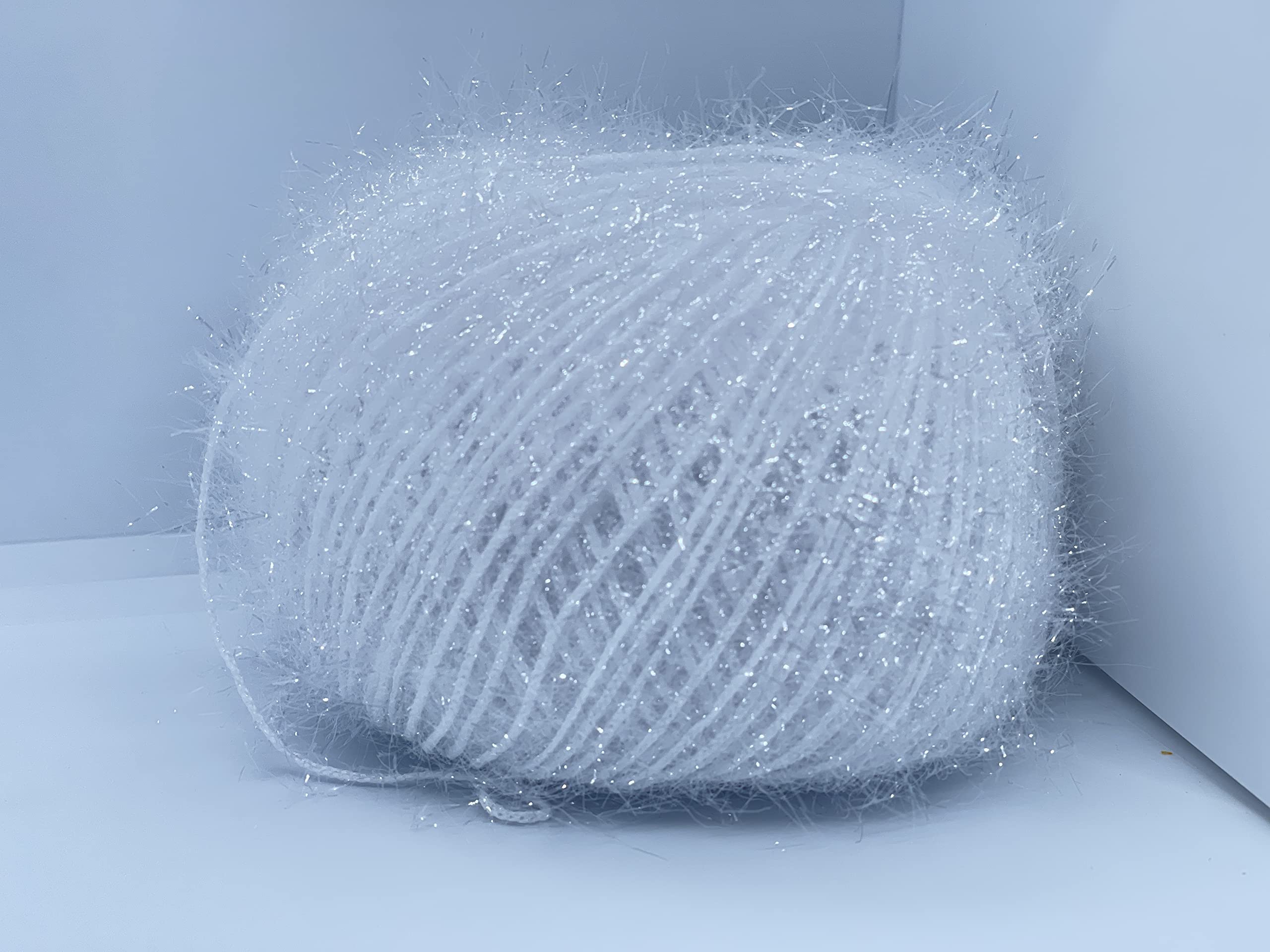 Sparkle Soft White - Ice Yarns Metallic Lurex Nylon Eyelash Yarn 50gr 153yds