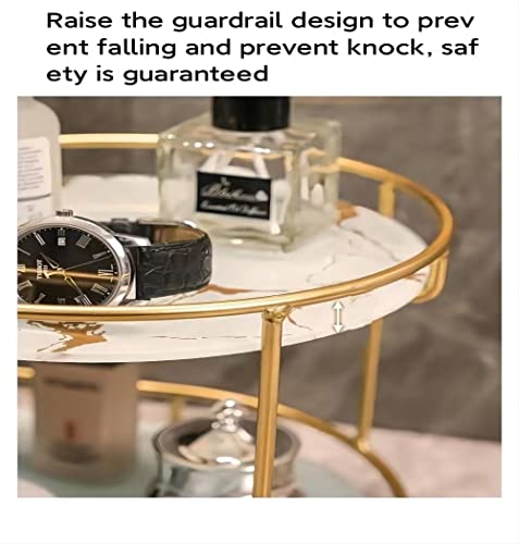 SUJIOWJNP 3-Layer Shelf Organizer, Bathroom Countertop Shelf, Large Capacity Heightened Design, Metal Frame, Removable Marble Glass Tray, Vanity Cosmetic Organizer